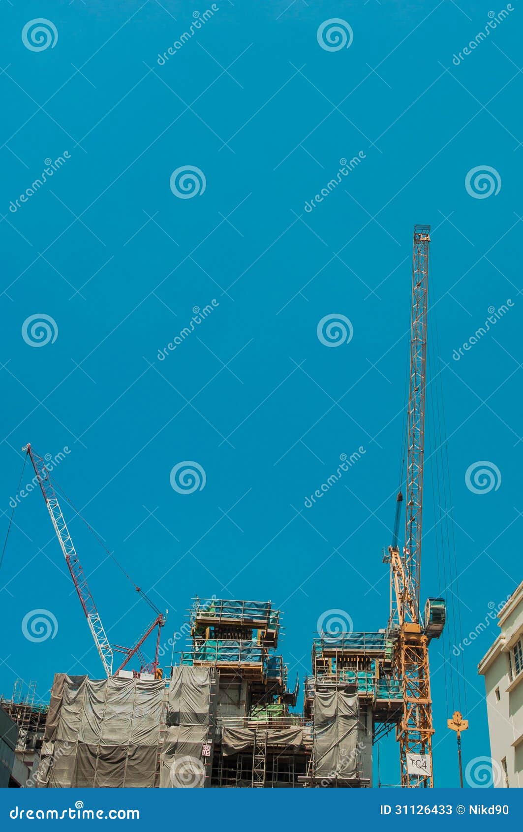 Cranes and Levers for Contruction Work in City Stock Image - Image of ...