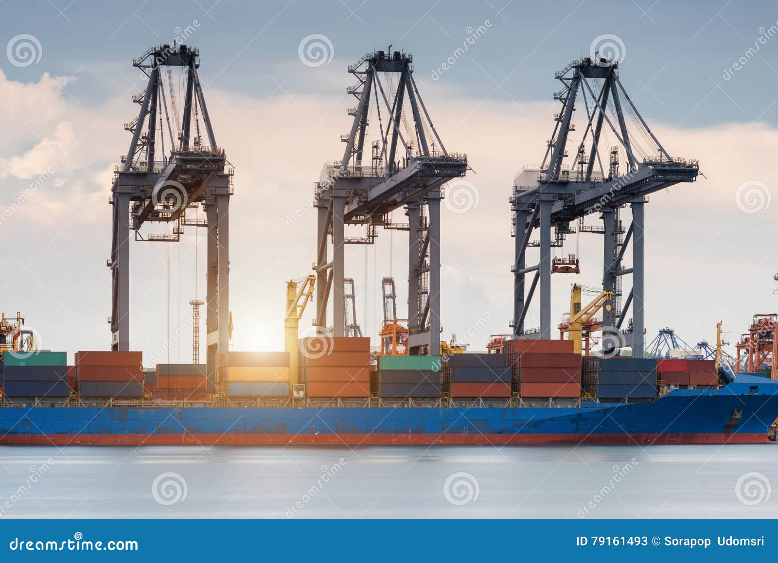 Cranes loading containers stock image. Image of delivery - 79161493