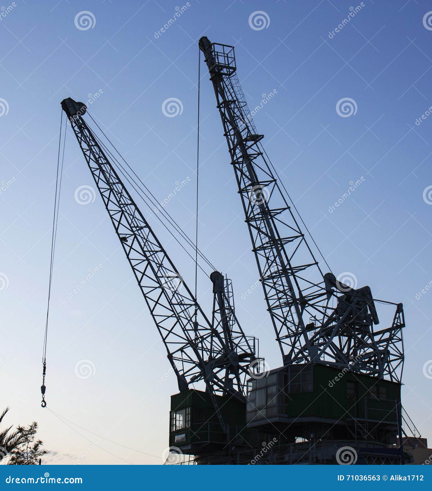 Cranes at Night, Construction Site Stock Image - Image of cargo, detail ...