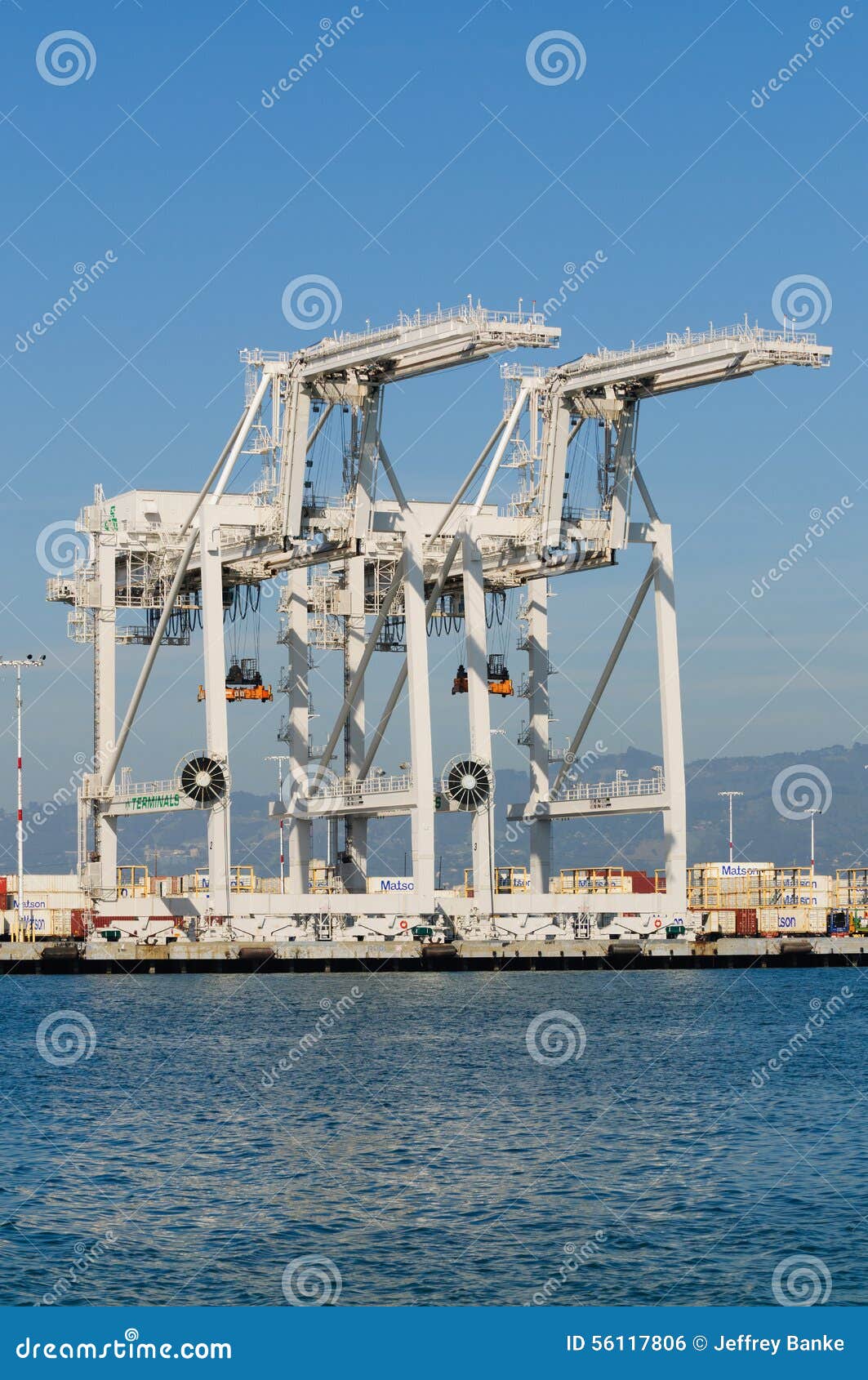 Cranes in Oakland port stock photo. Image of editorial - 56117806