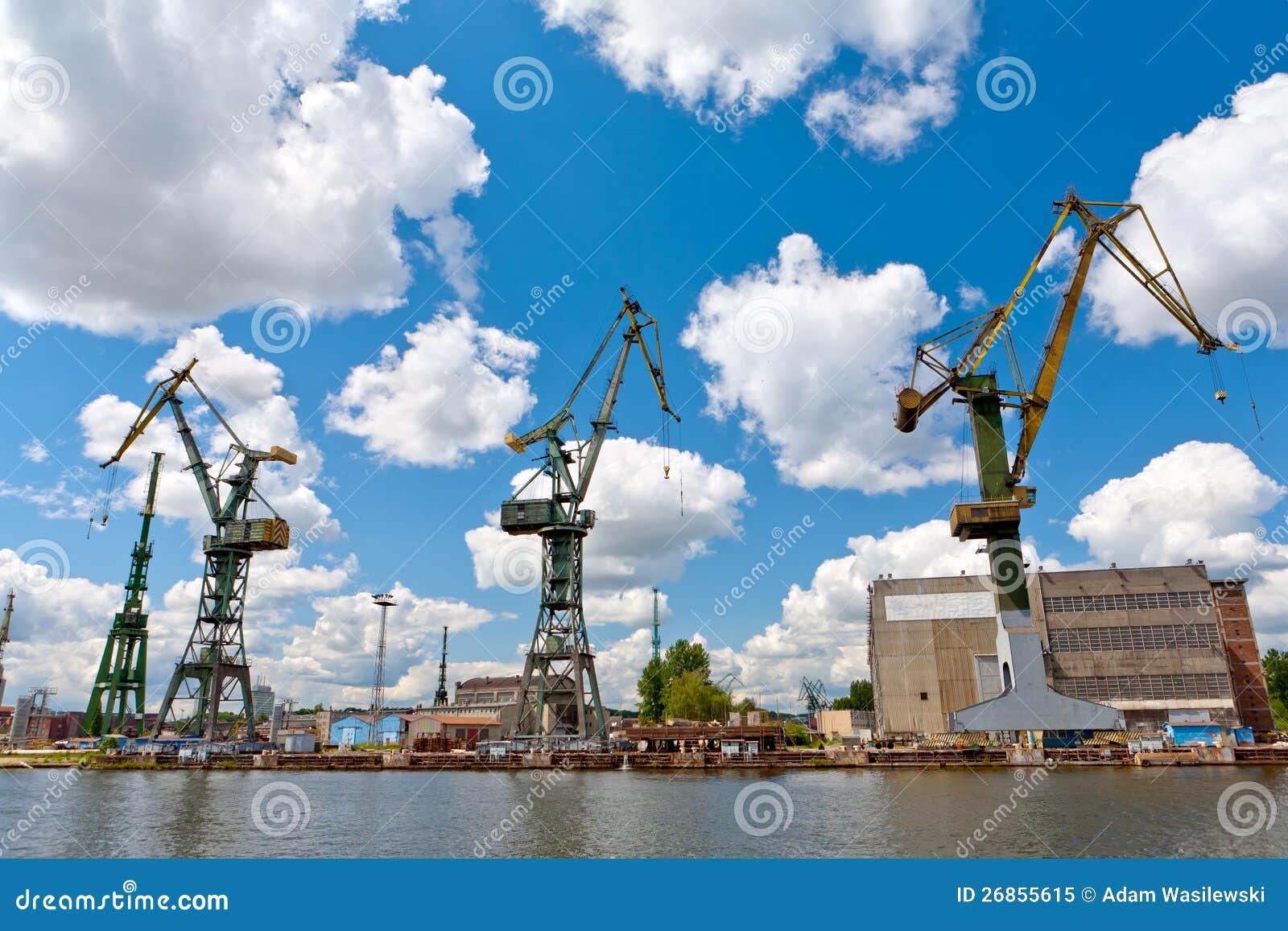 Cranes - old shipyard stock image. Image of rust, cloudy - 26855615