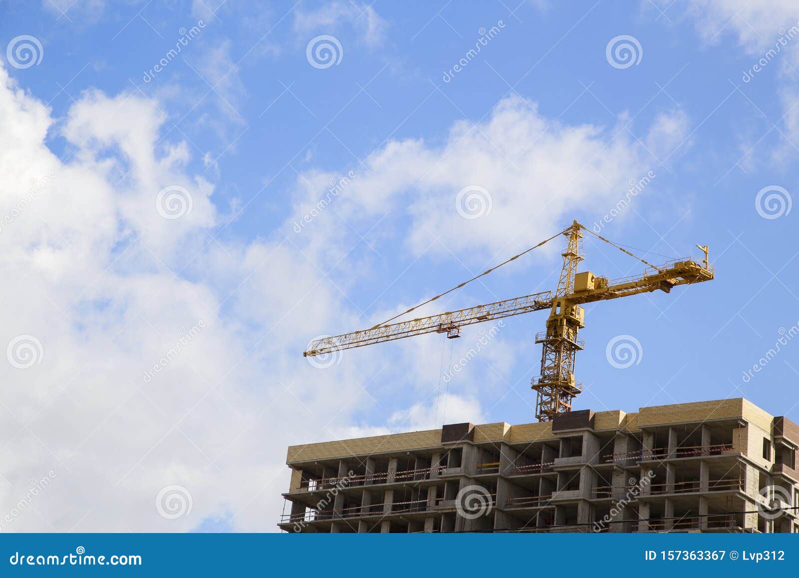 Cranes Over the House Under Construction .. Stock Image - Image of ...