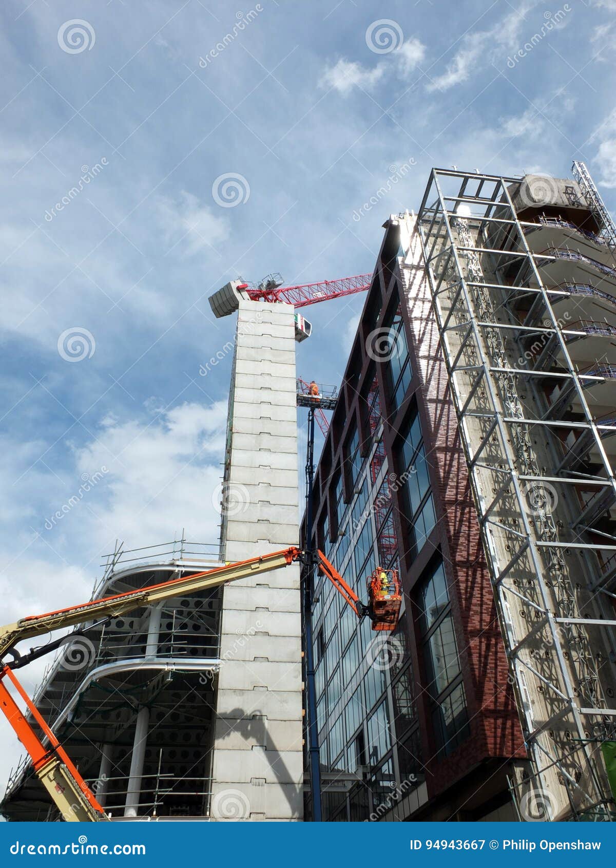 Cranes Platforms Working on a Large Construction Site Stock Image ...