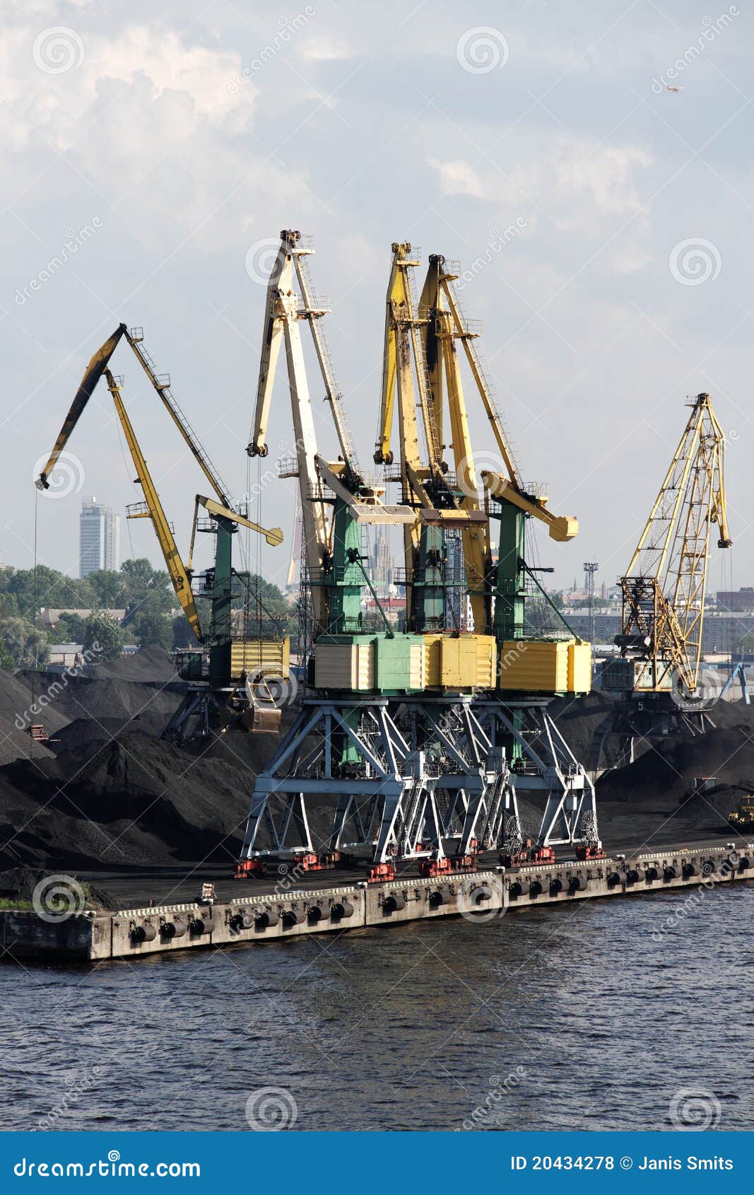 Cranes in port. stock photo. Image of crane, water, export - 20434278