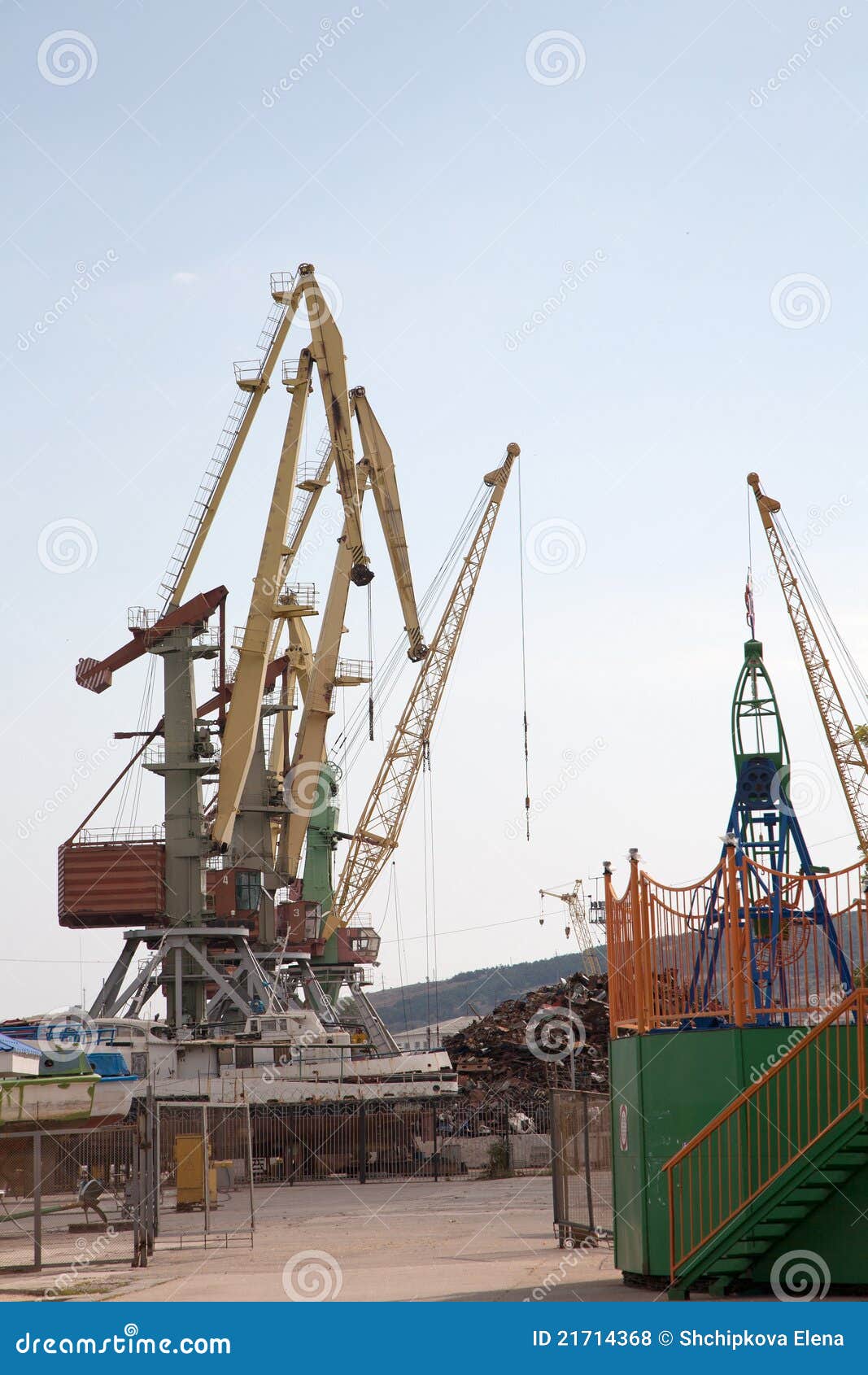 Cranes in a port stock photo. Image of pier, container - 21714368