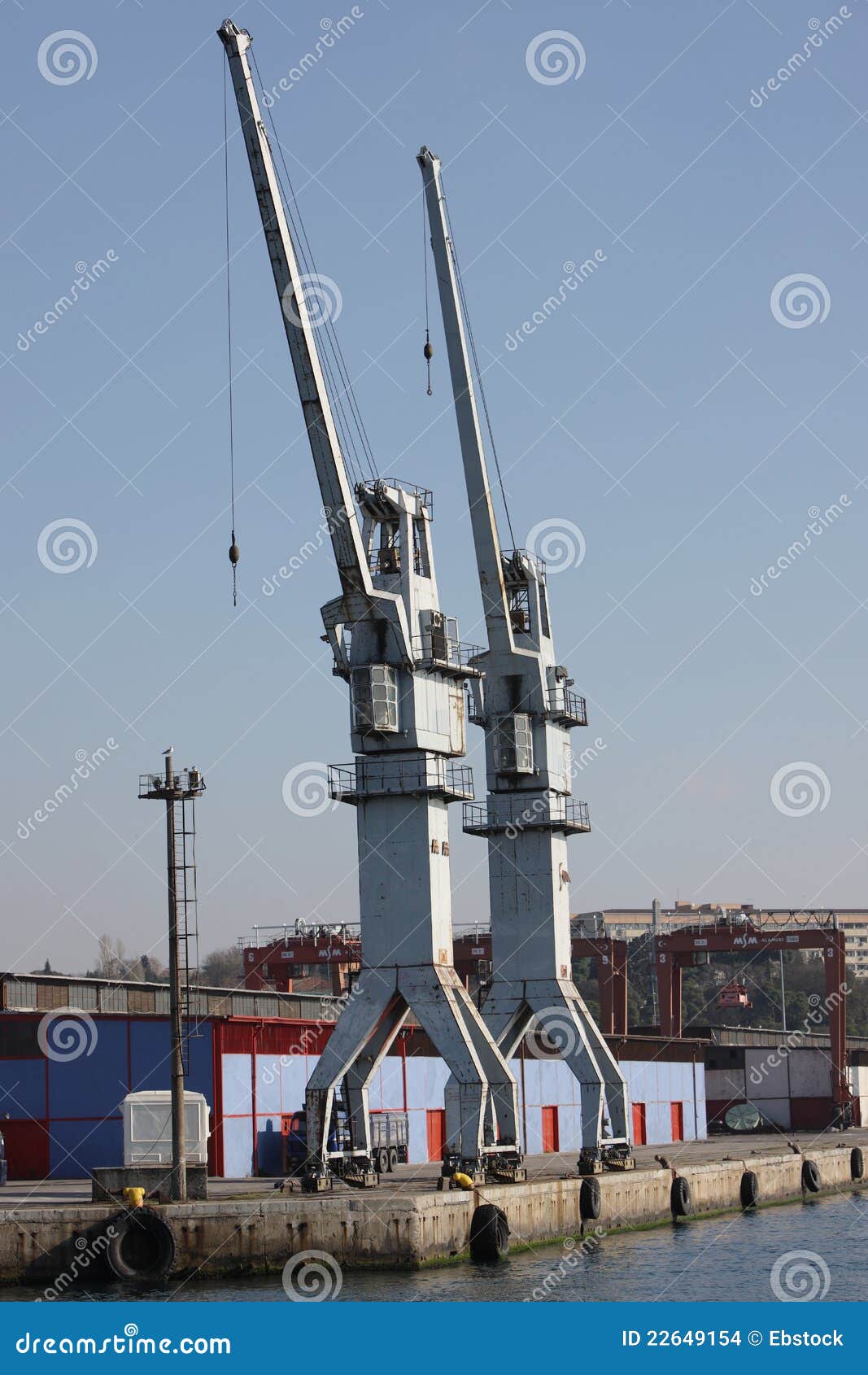 Cranes at port stock photo. Image of windlass, hoist - 22649154