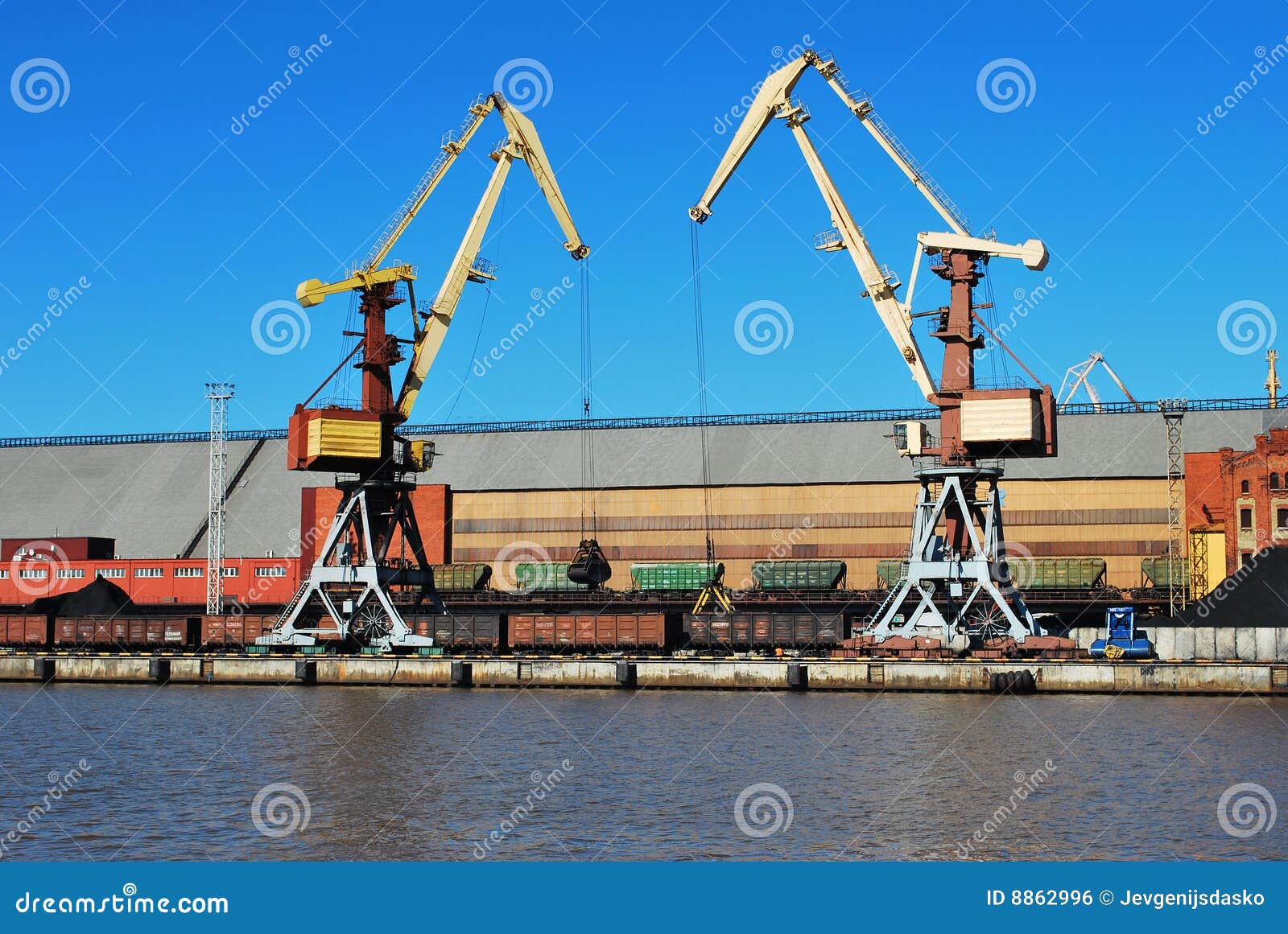 Cranes in port stock photo. Image of rail, unloading, crane - 8862996
