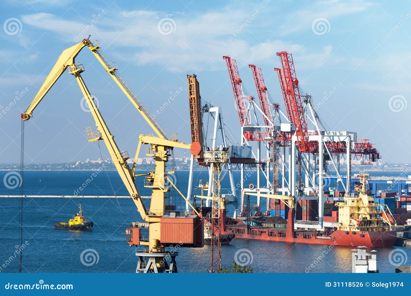 Cranes in port stock photo. Image of commerce, industry - 31118526
