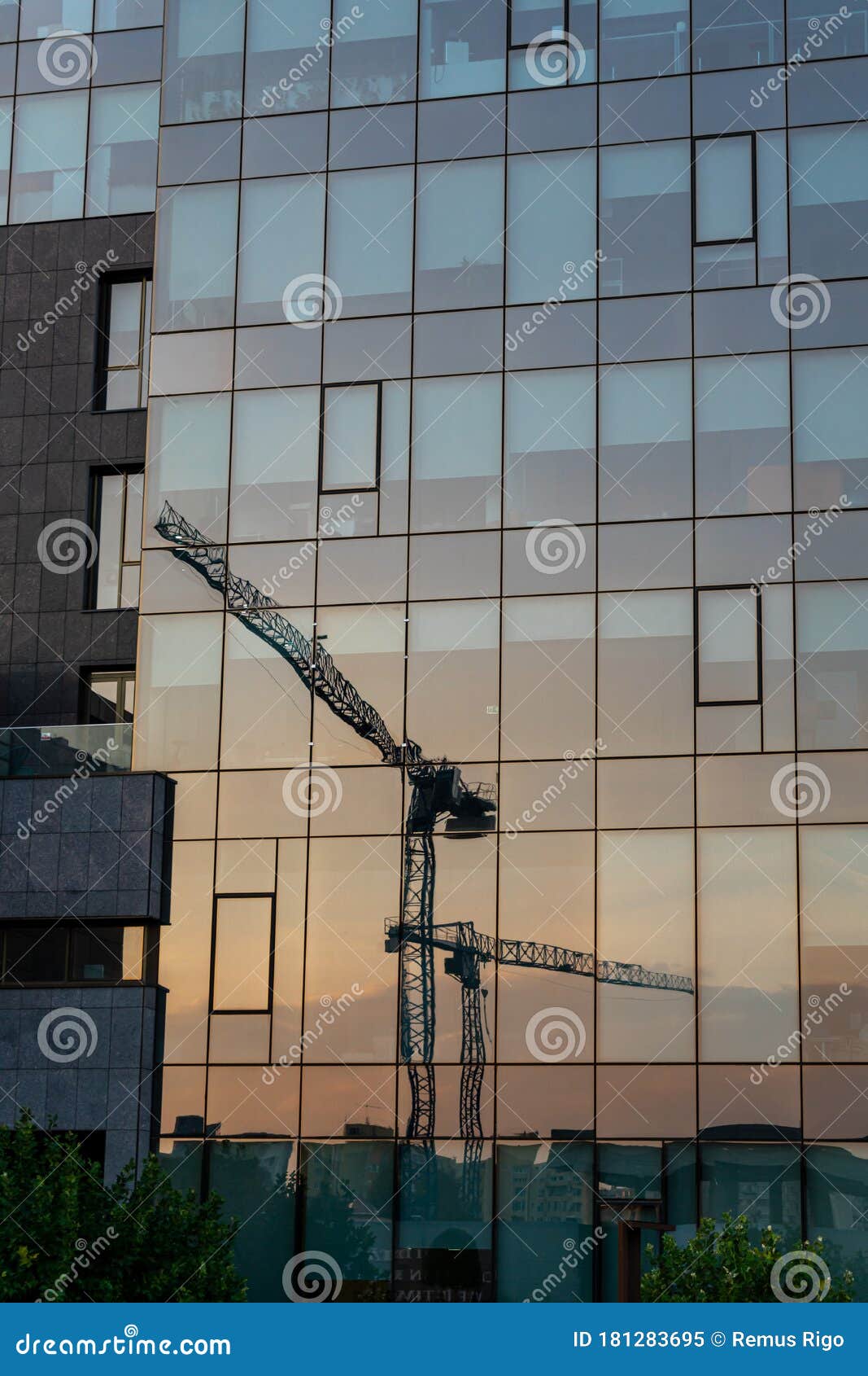 Cranes Reflecting in the Windows Stock Image - Image of heavy, industry ...