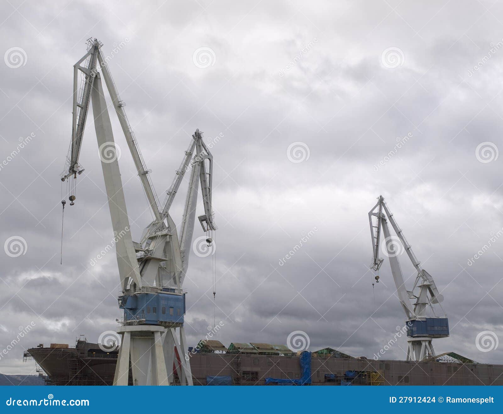 Cranes in a shipyard stock photo. Image of engineering - 27912424