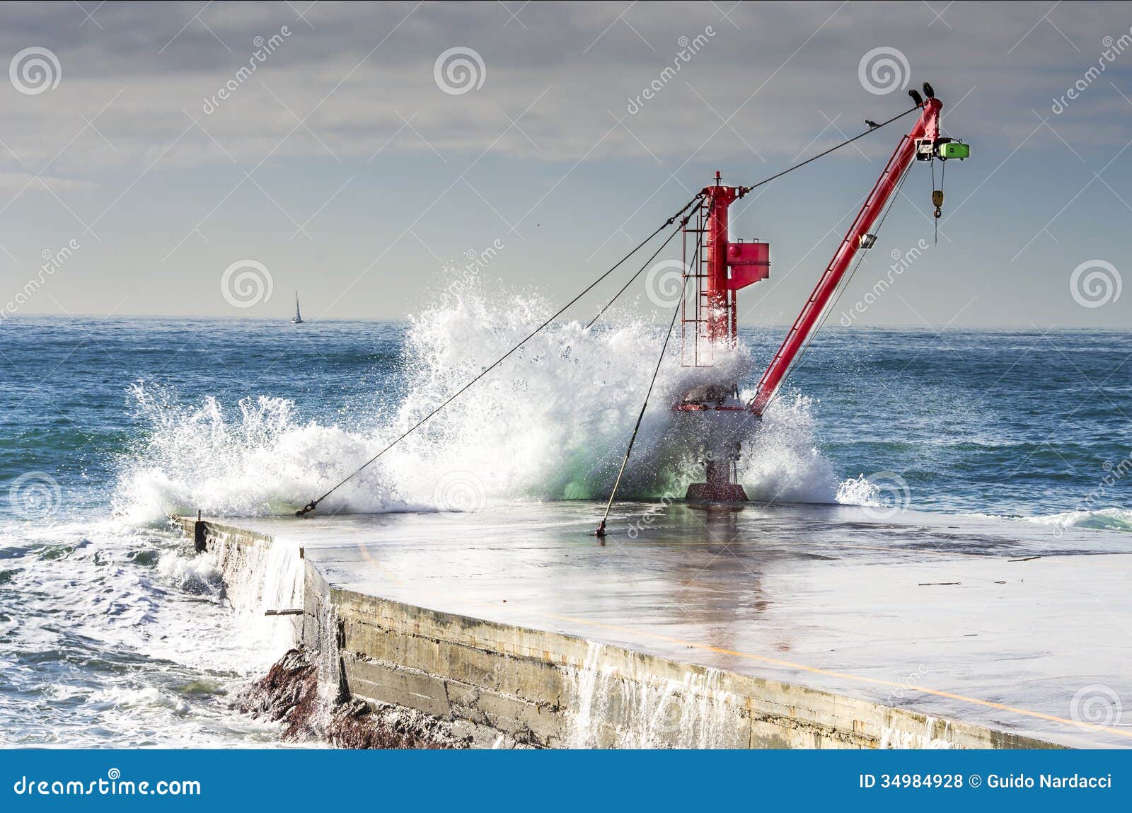Cranes in the waves stock photo. Image of water, port - 34984928