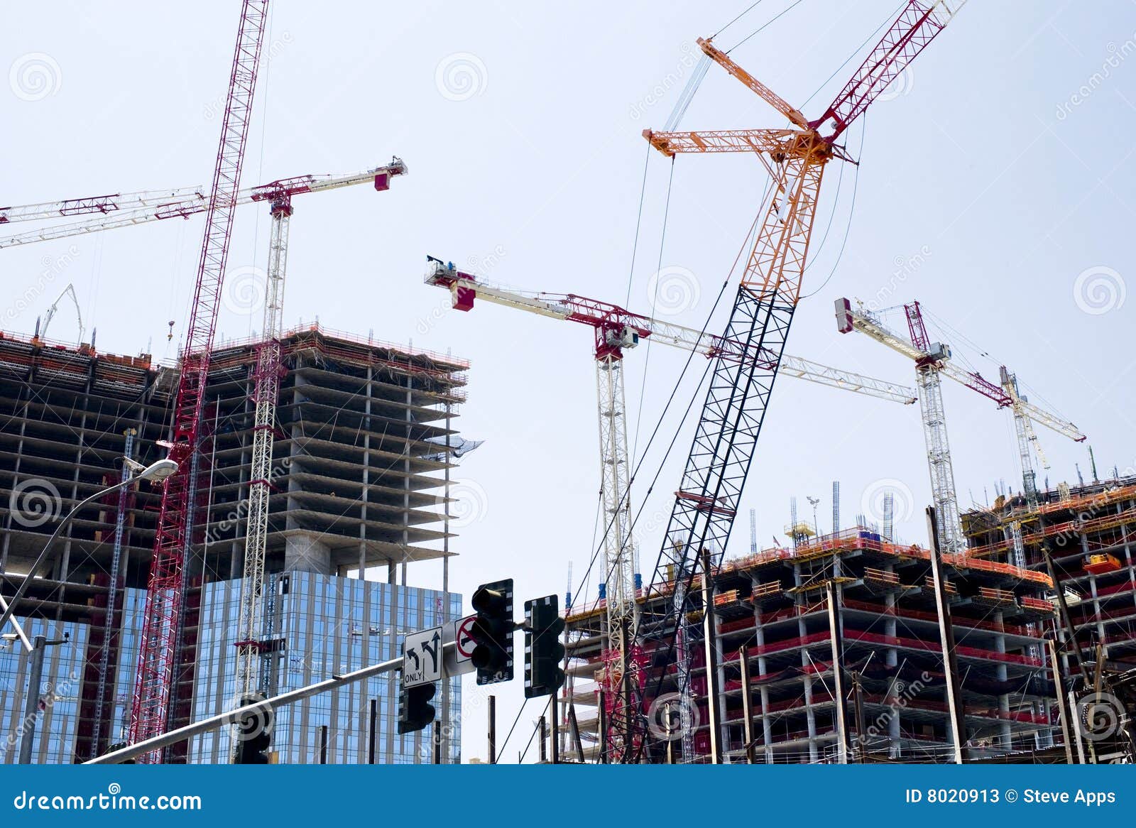 Cranes at Work stock image. Image of architectural, blue - 8020913