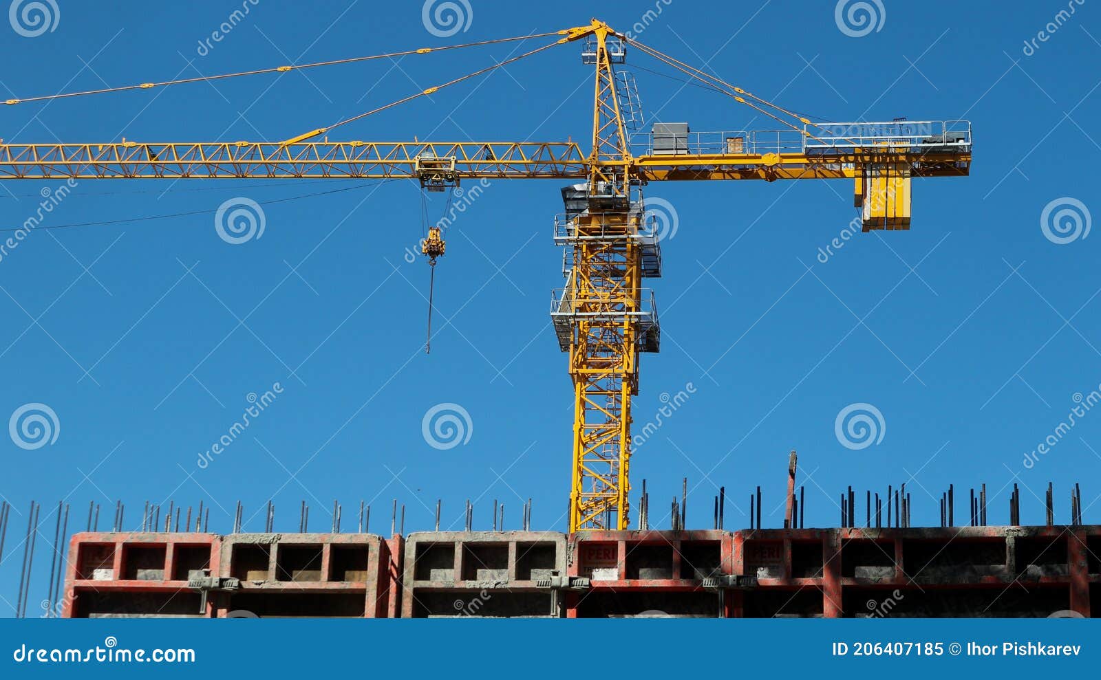 Cranes at Work on a Construction Site Stock Image - Image of frame ...