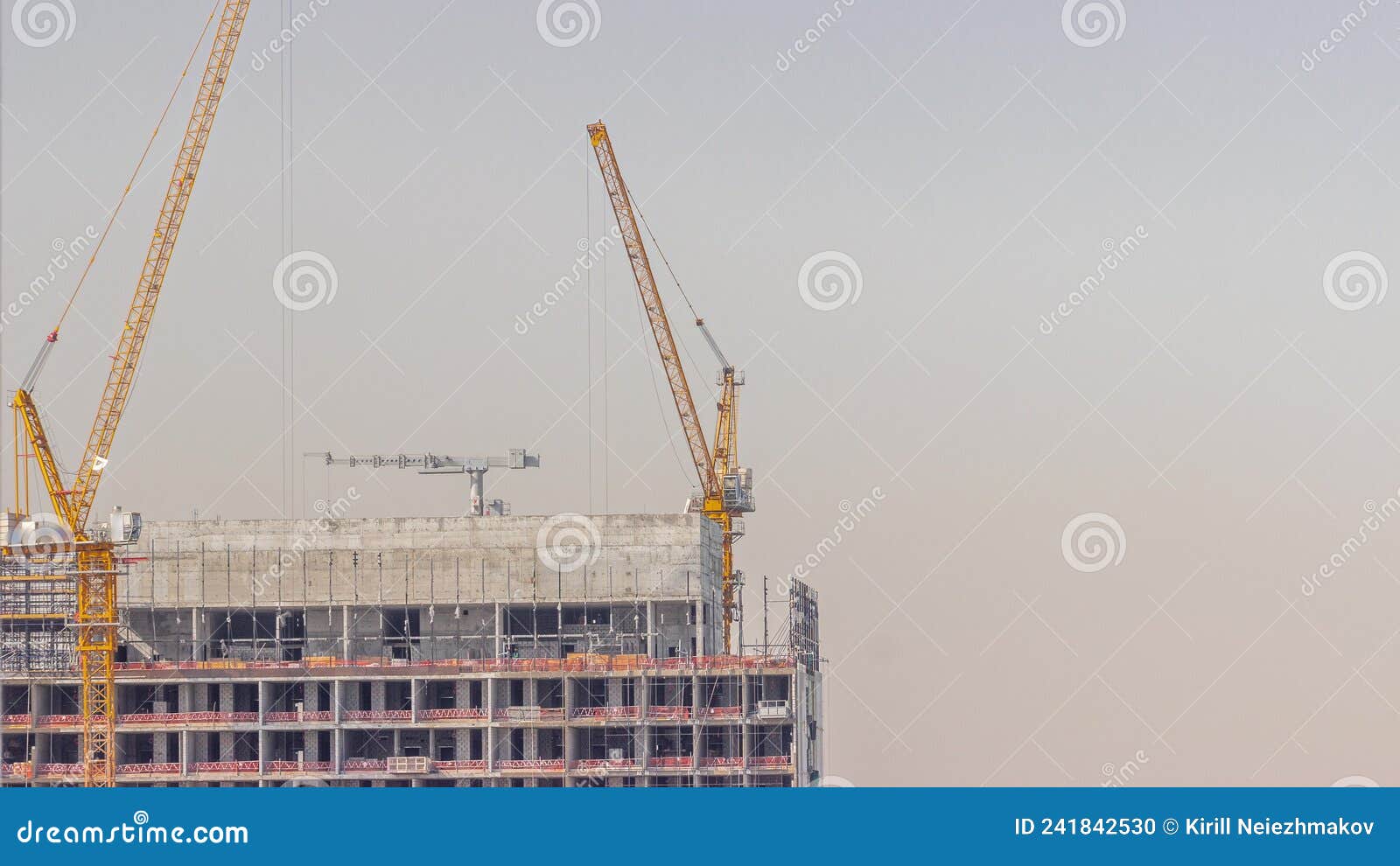 Cranes Working on Constraction Site Works of New Skyscraper Timelapse ...