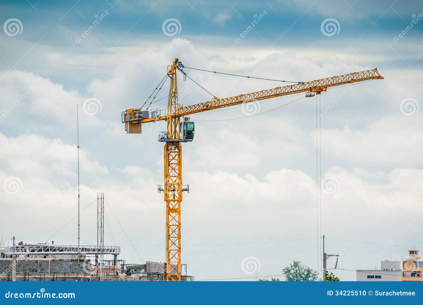 Cranes Working in Construction. Stock Photo - Image of industrial ...