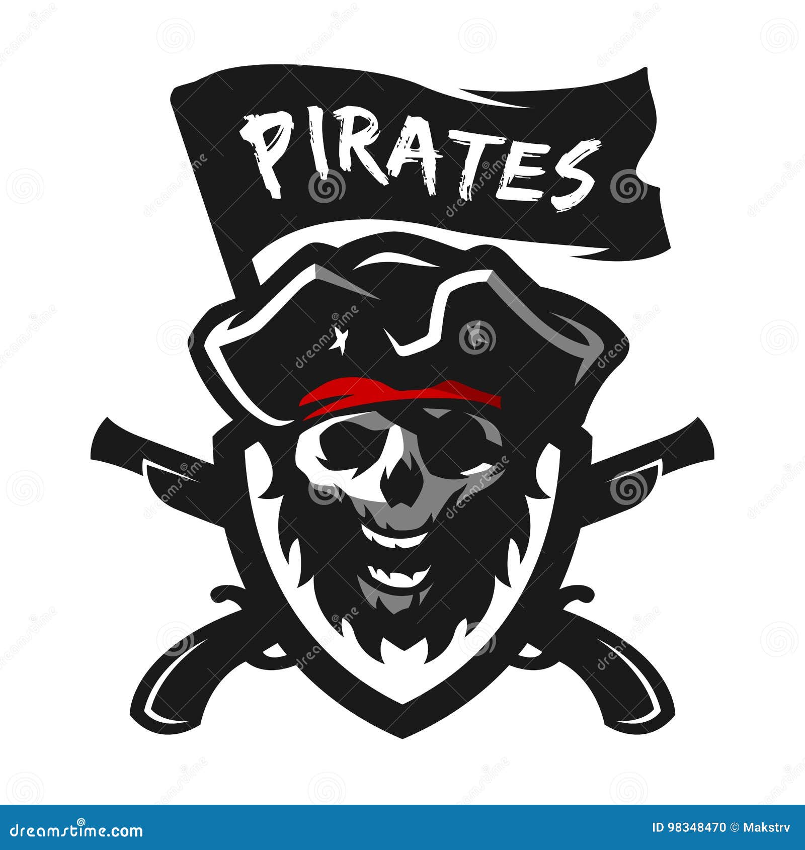 Cranio Di Capitano Dei Pirati Logo, Emblema Illustrazione Vettoriale ...