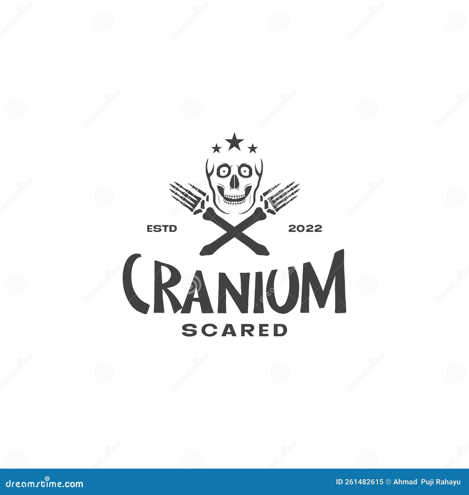 Cranium Skull with Skull Vintage Logo Design Vector Stock Vector ...