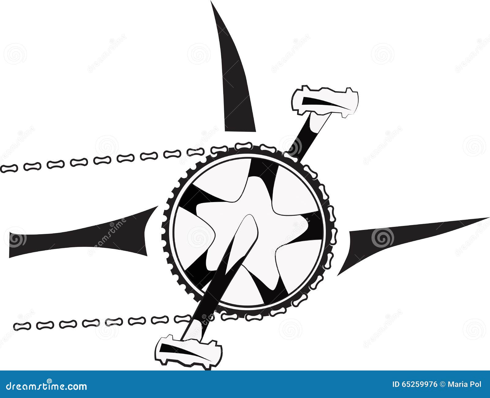 Bicycle Crankset Icon Of 3 Types Color, Black And White, Outline ...