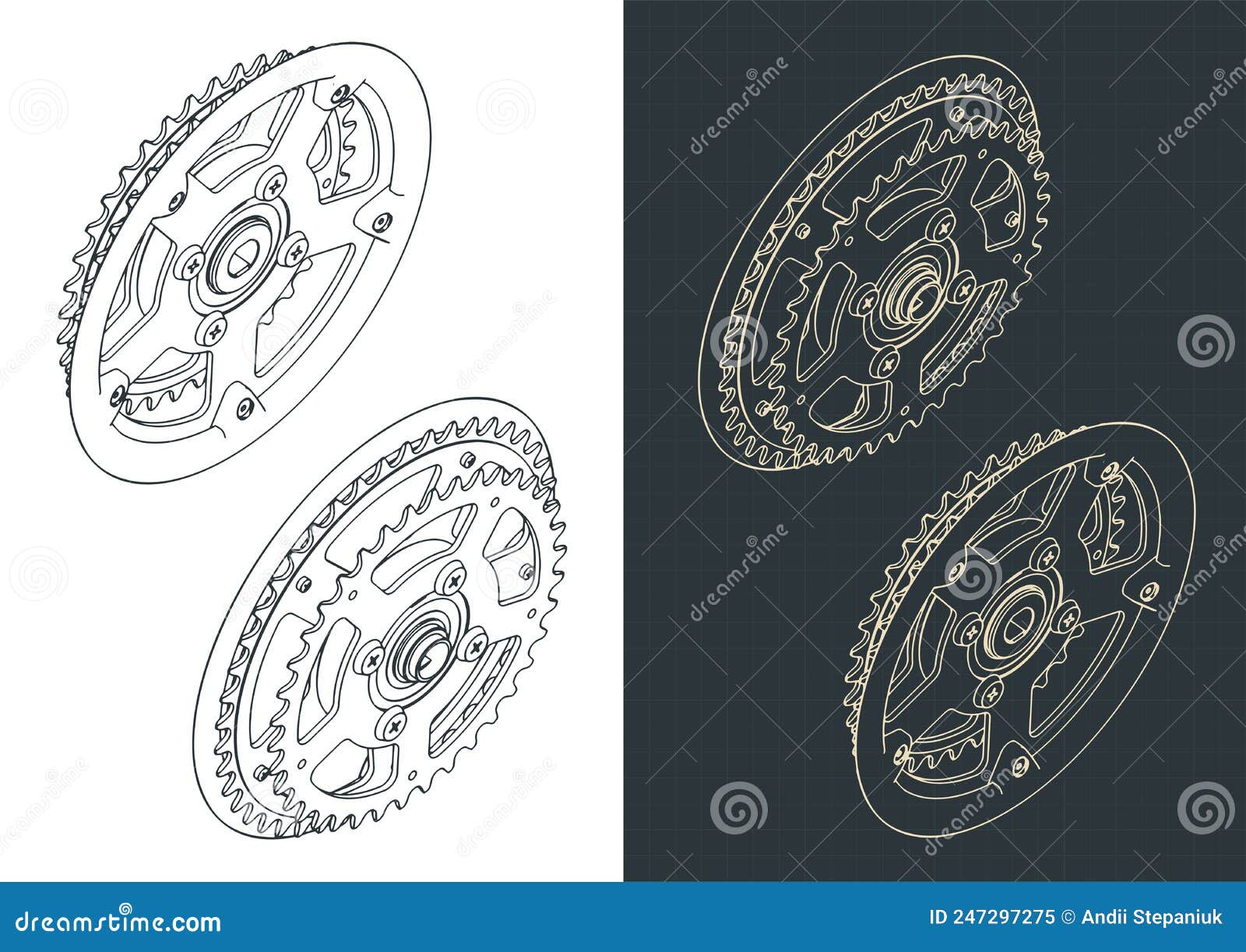 Crankset Isometric Blueprints Stock Vector - Illustration of chain ...