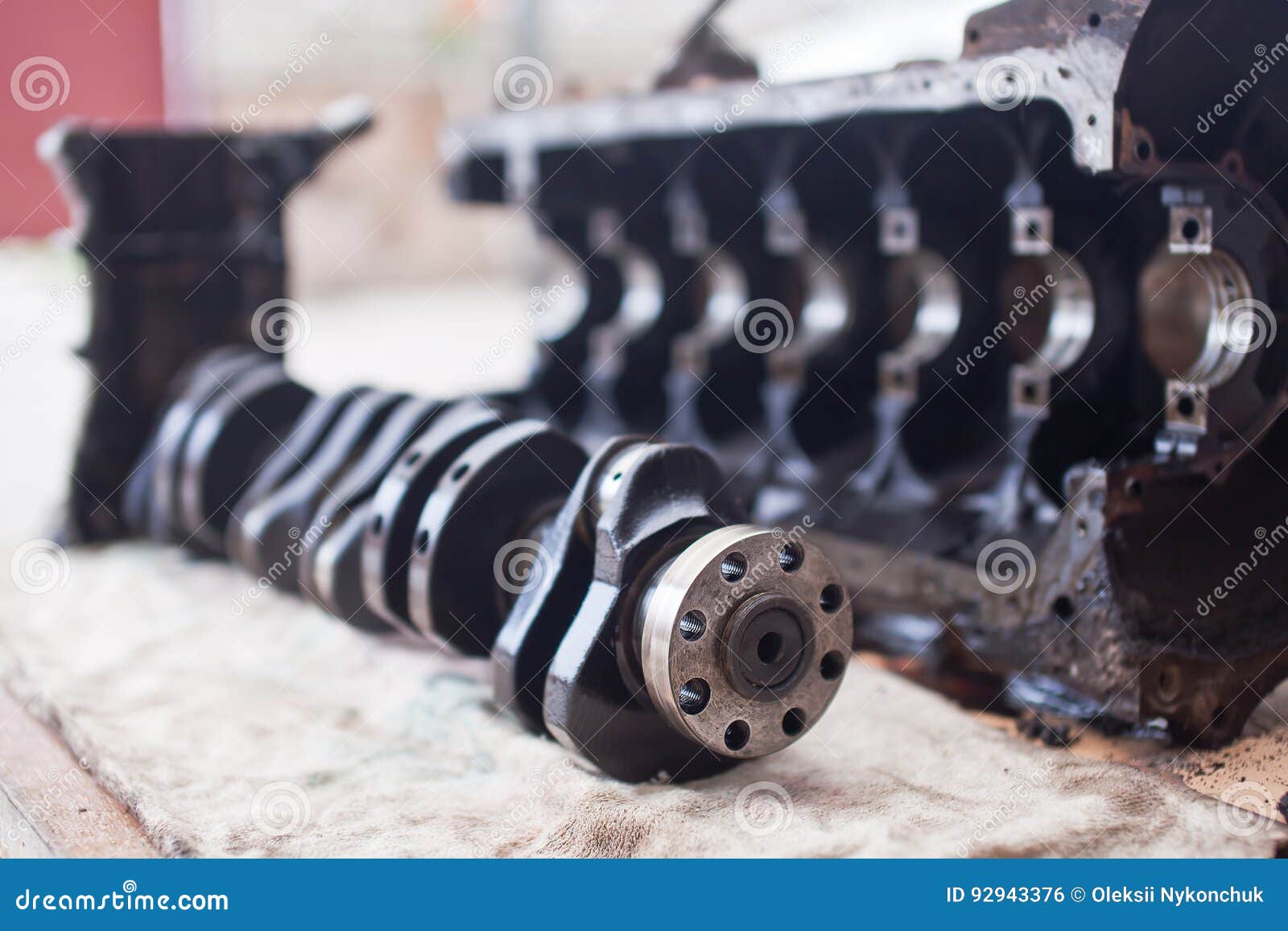 Crankshaft Car Close-up Against a Dismantled Engine Stock Photo - Image ...