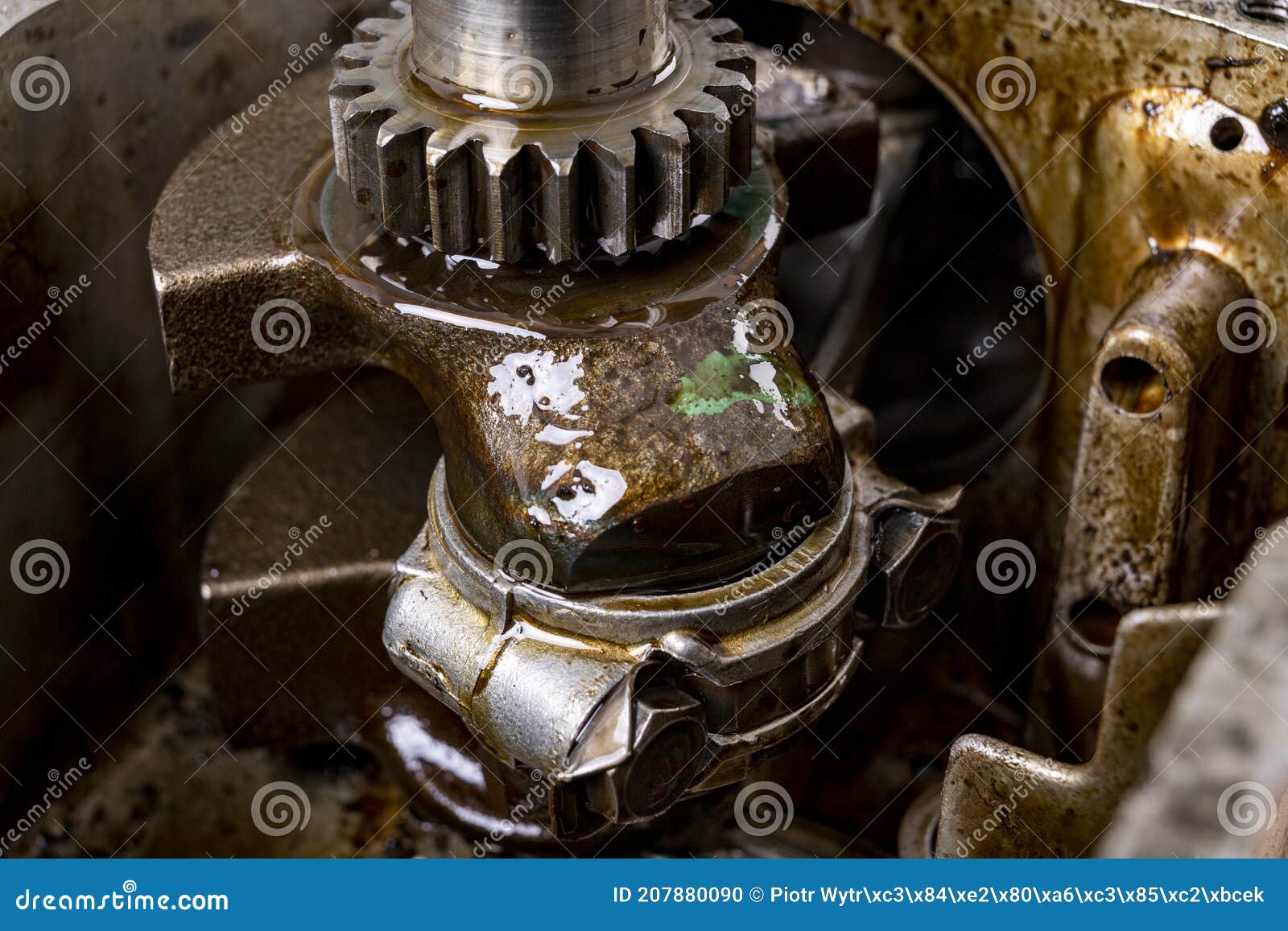 Crankshaft Mounted in a Small Internal Combustion Engine. the Interior ...