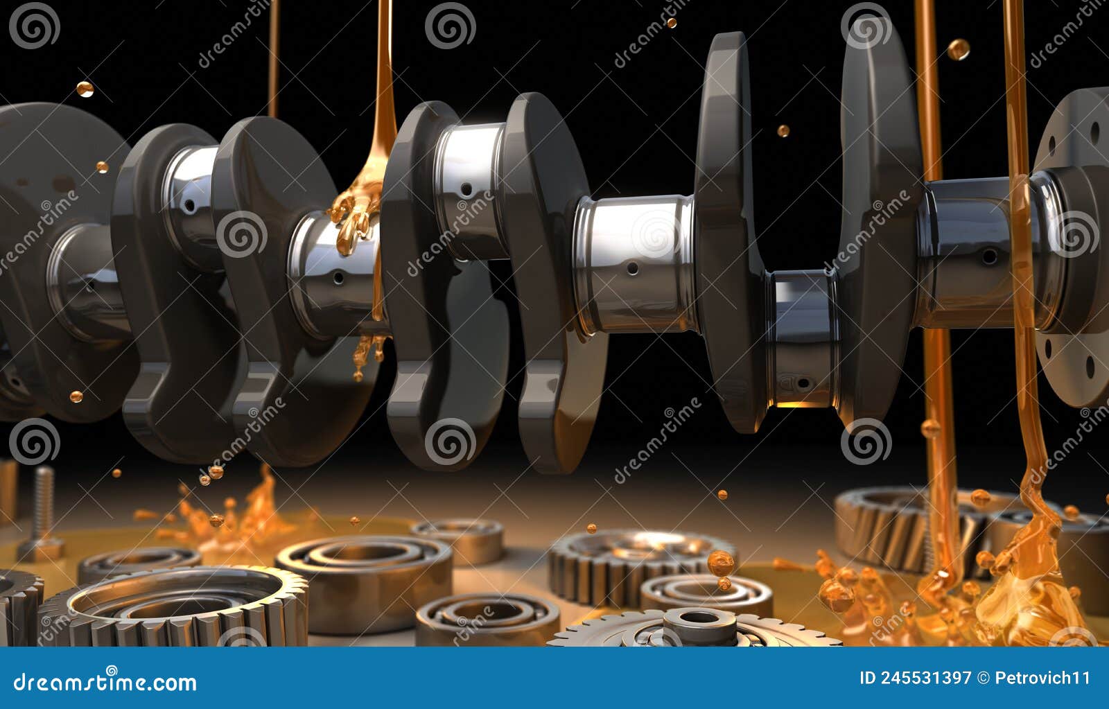 Metal Crankshaft And 4 Pistons With Connecting Rods Royalty-Free ...