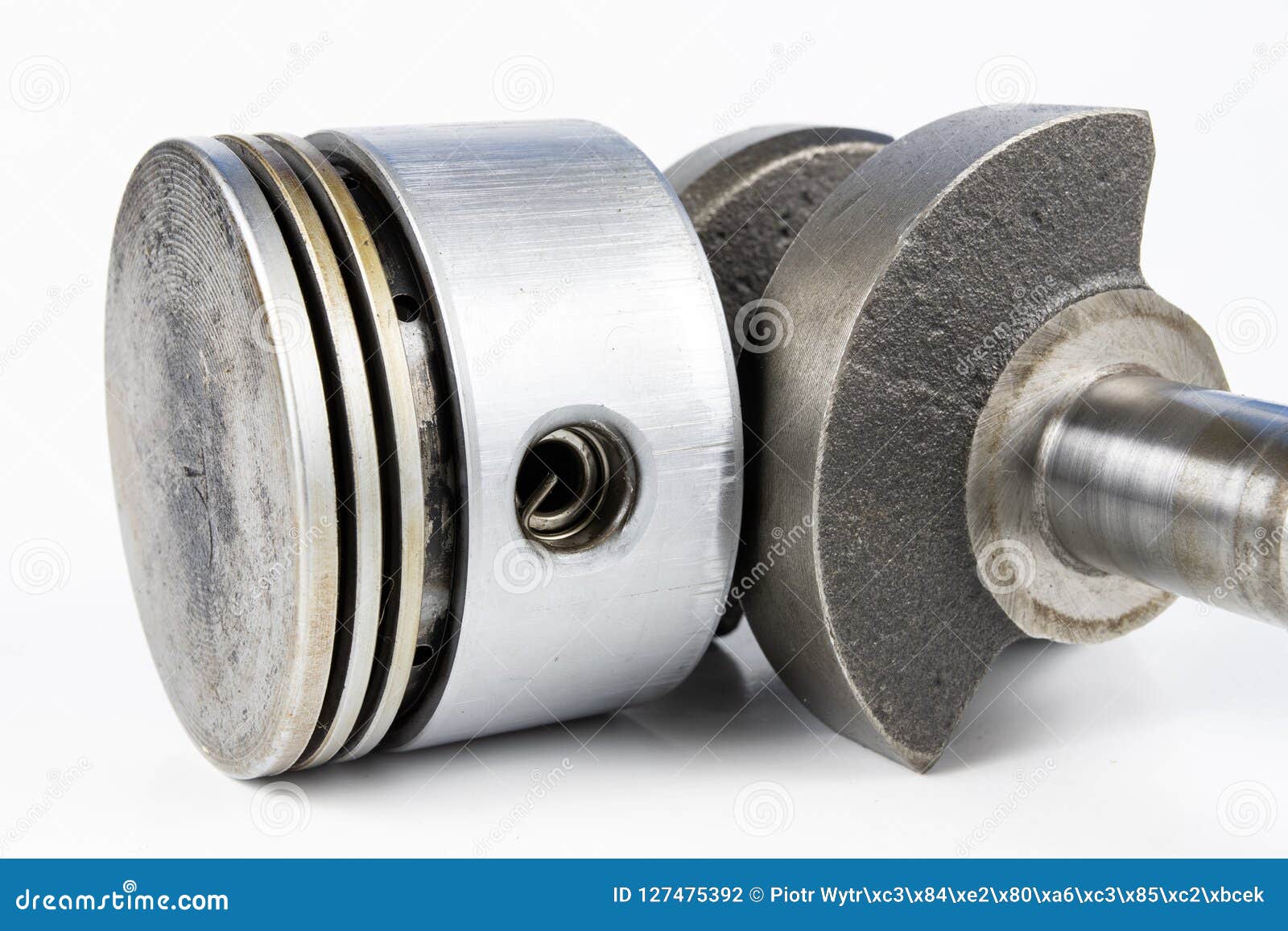 Crankshaft and Piston of a Small Combustion Engine on a White Ta Stock ...