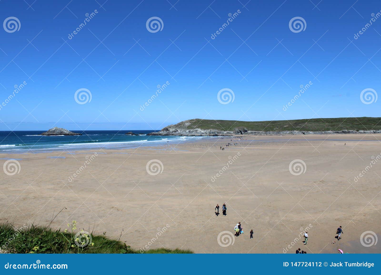 Crantock Beach & Bay, Cornwall Stock Photo - Image of holiday, clouds ...