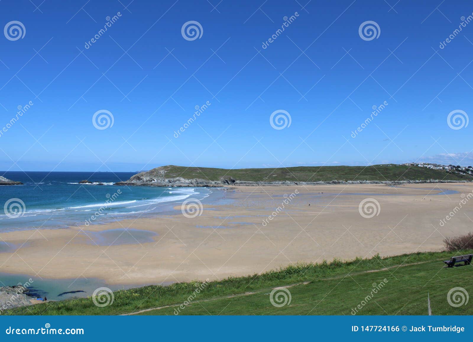 Crantock Beach & Bay, Cornwall Stock Photo - Image of green, scenery ...