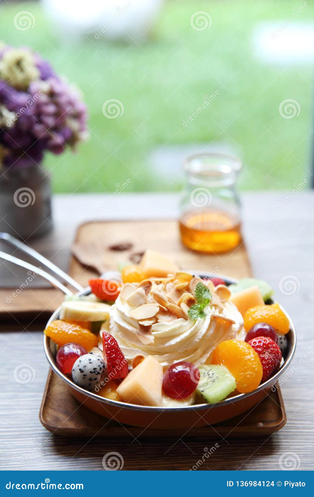Crepe cake with fruit stock photo. Image of homemade - 136984124