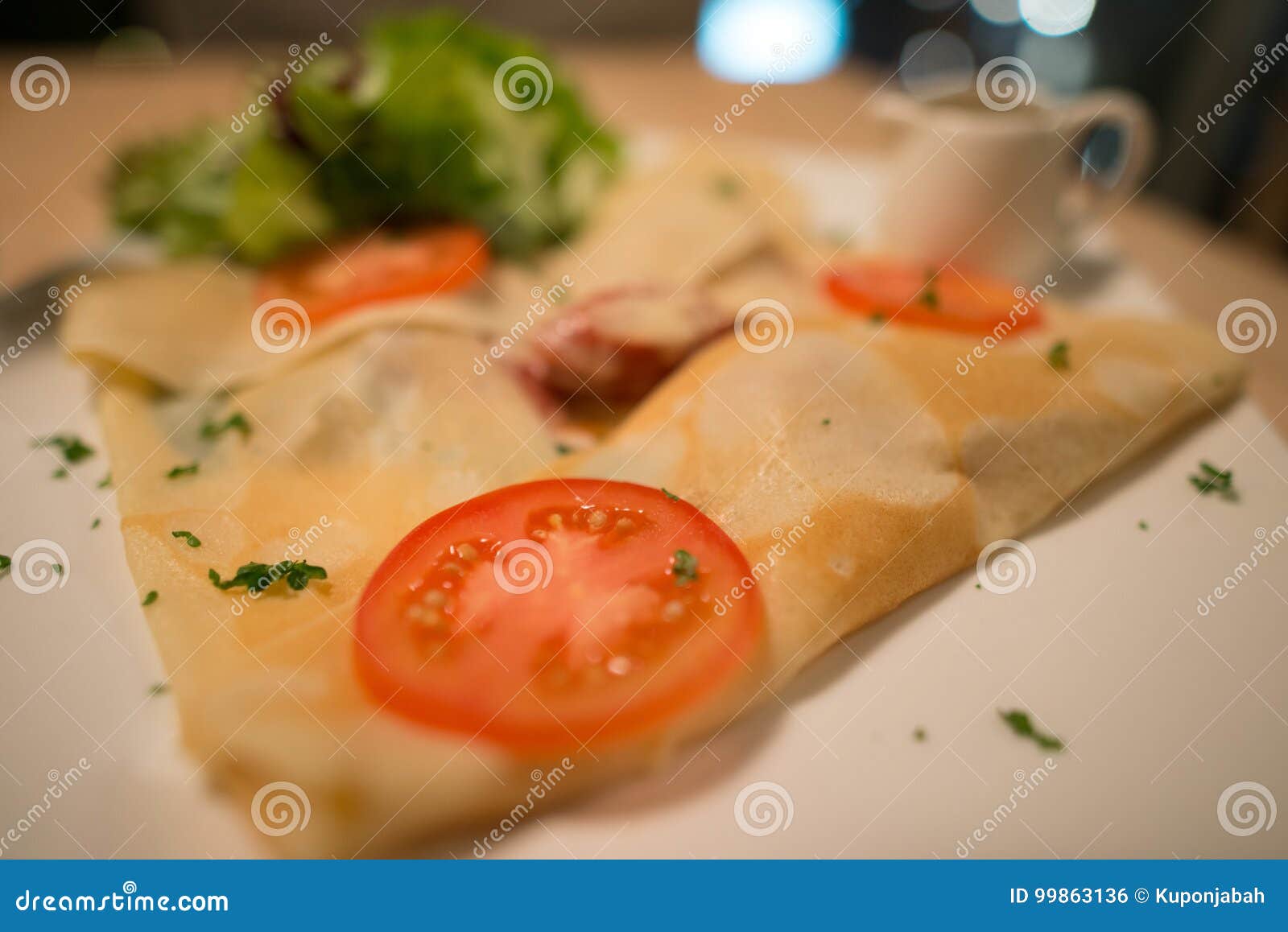 Crape food stock photo. Image of hotcakes, sauce, mushrooms - 99863136