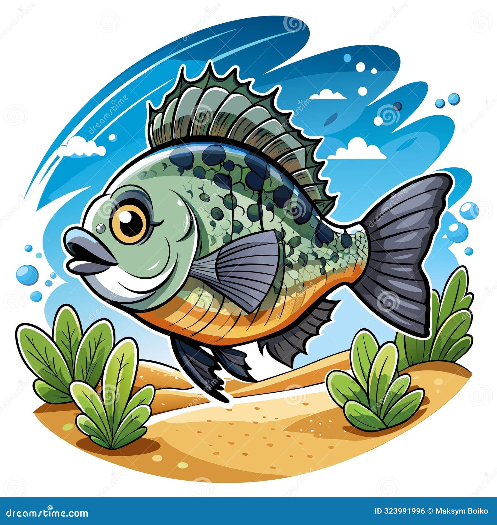 Crappie Fish Active Runs Beach Vector Stock Illustration - Illustration ...
