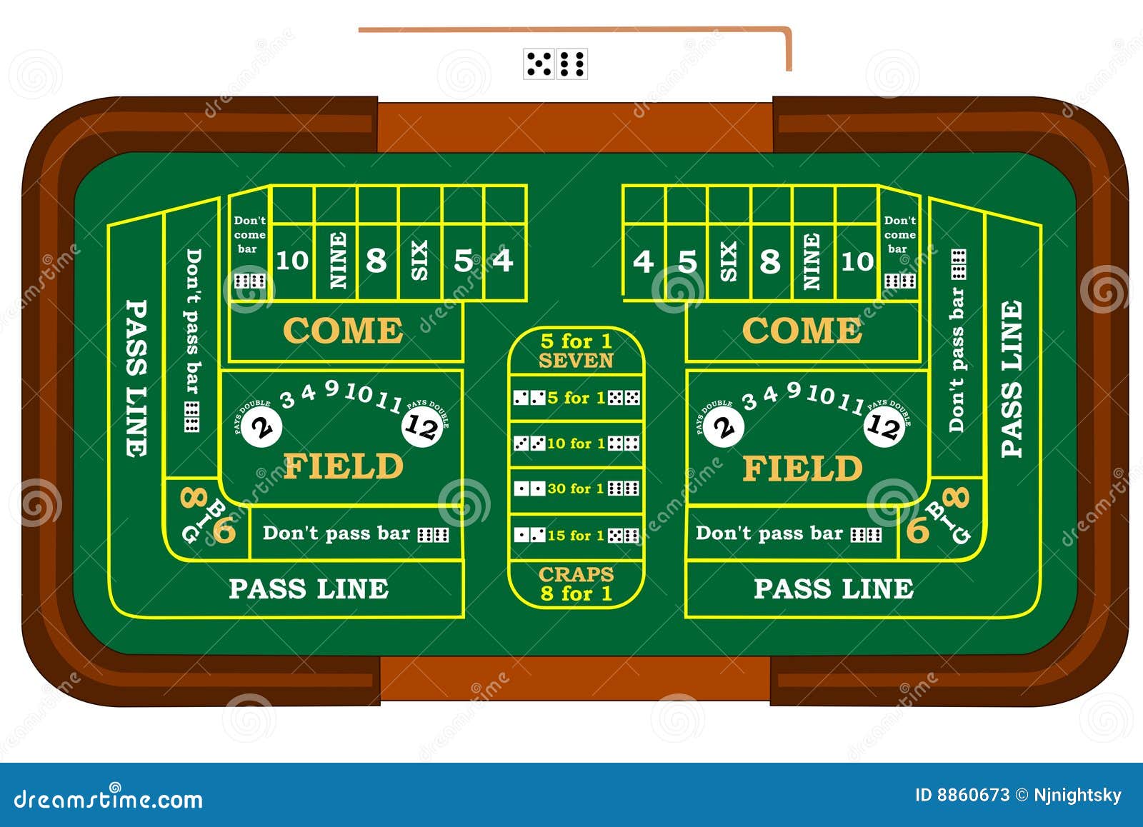 Craps stock vector. Illustration of wagers, roll, games - 8860673