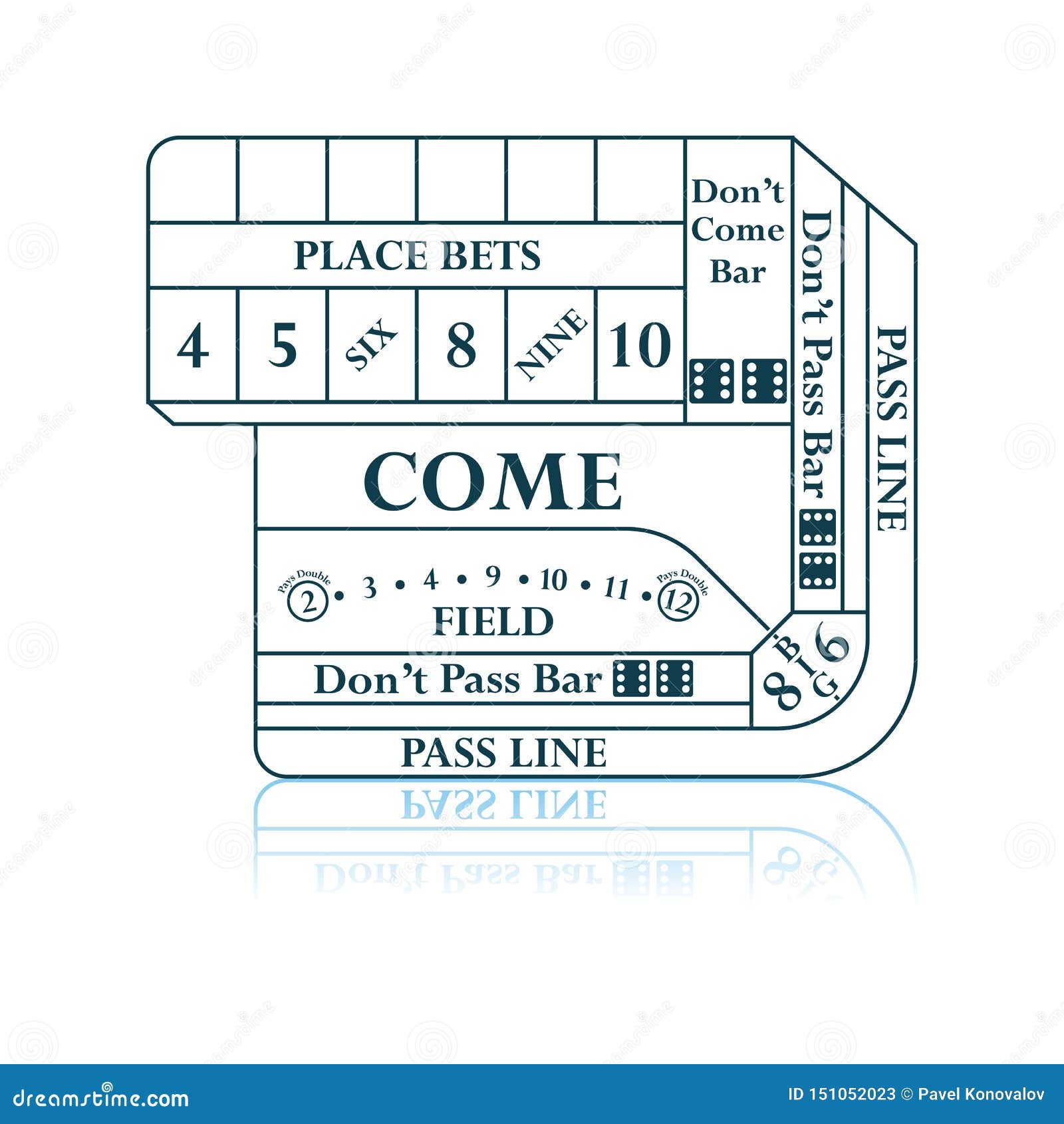 Craps Table Icon stock vector. Illustration of money - 151052023