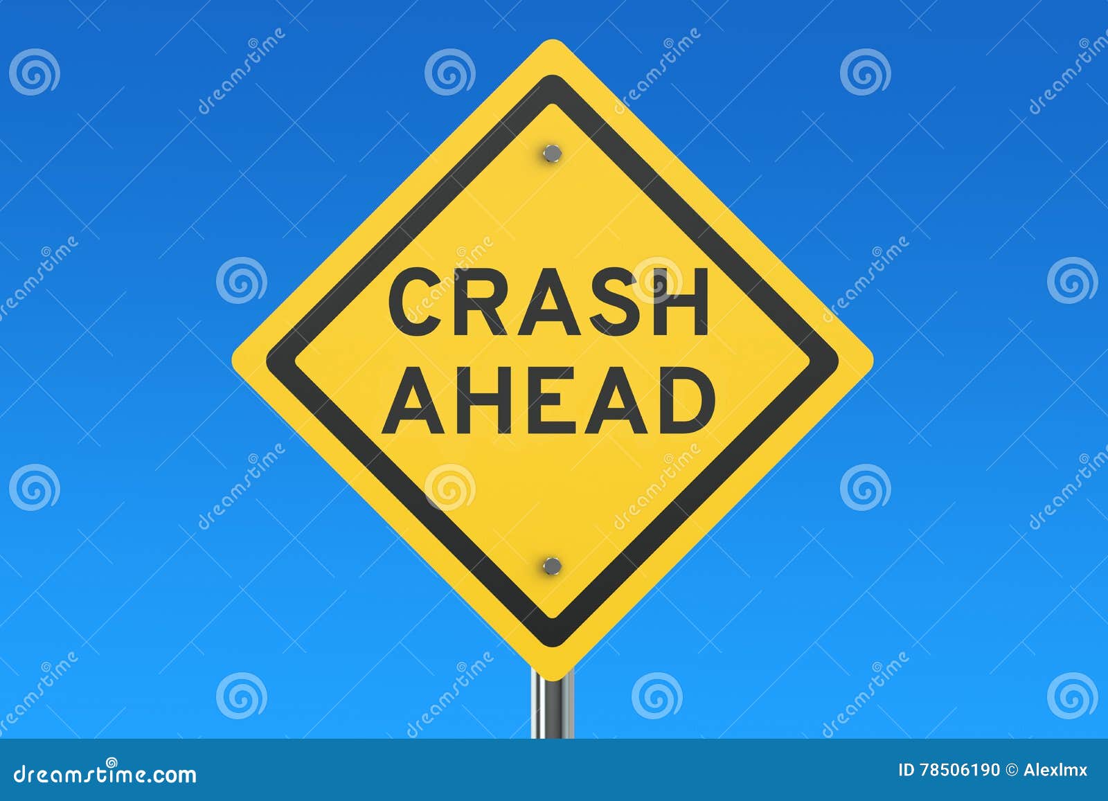 Crash Ahead road sign stock illustration. Illustration of blue - 78506190