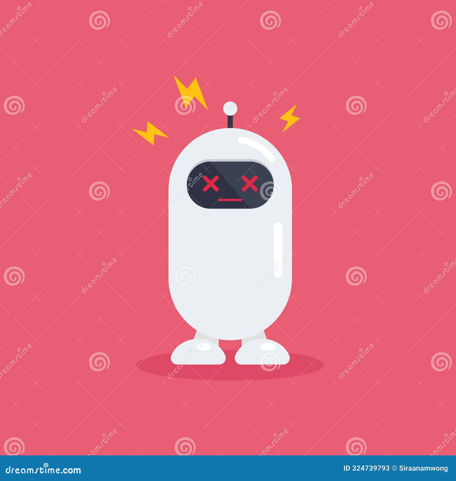 Crash Broken Error Mini Robot with Spark Stock Illustration ...