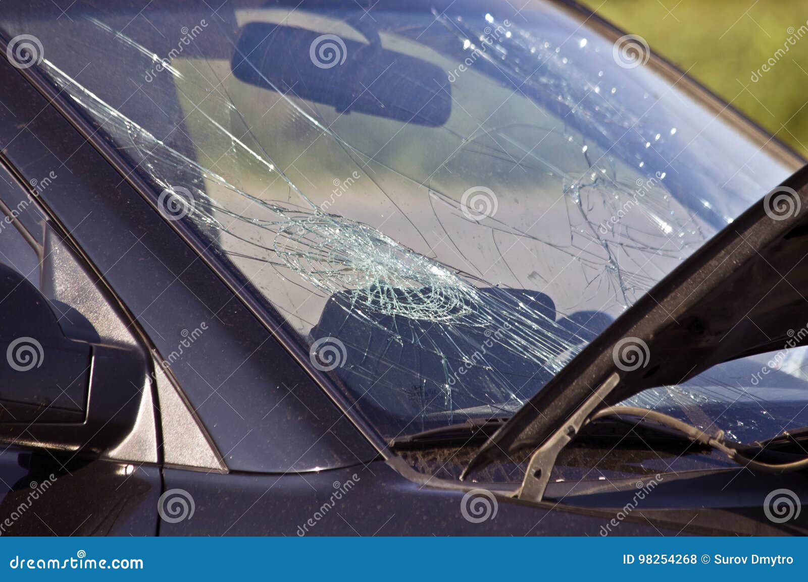 Crash Car Window on Accident Site Stock Photo - Image of highway ...