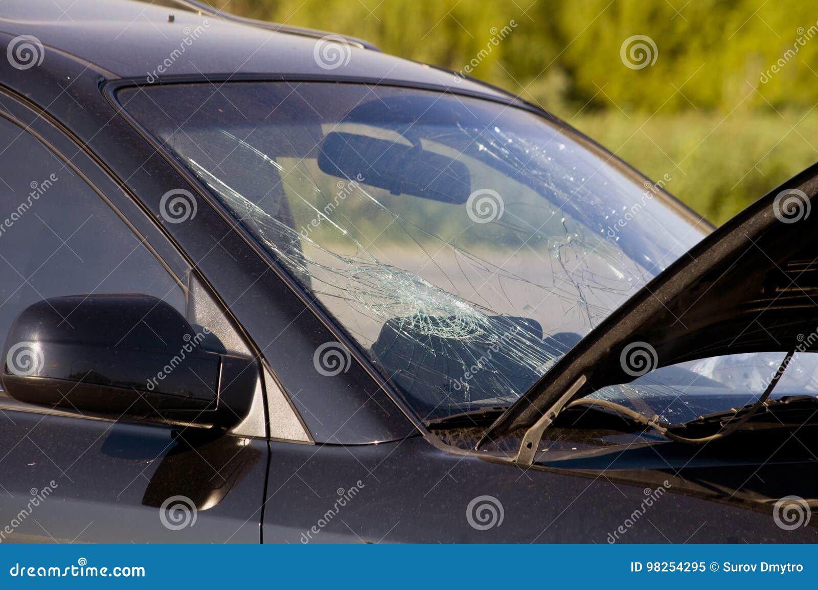 Crash Car Window on Accident Site Stock Image - Image of flat, caution ...