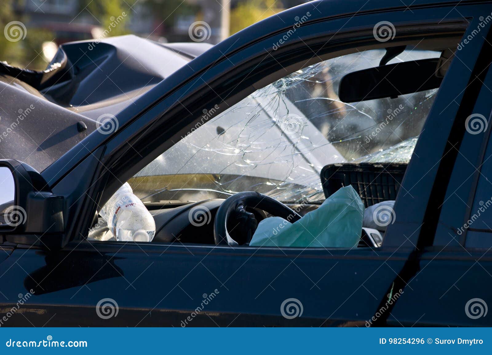 Crash Car Window on Accident Site Stock Photo - Image of danger ...