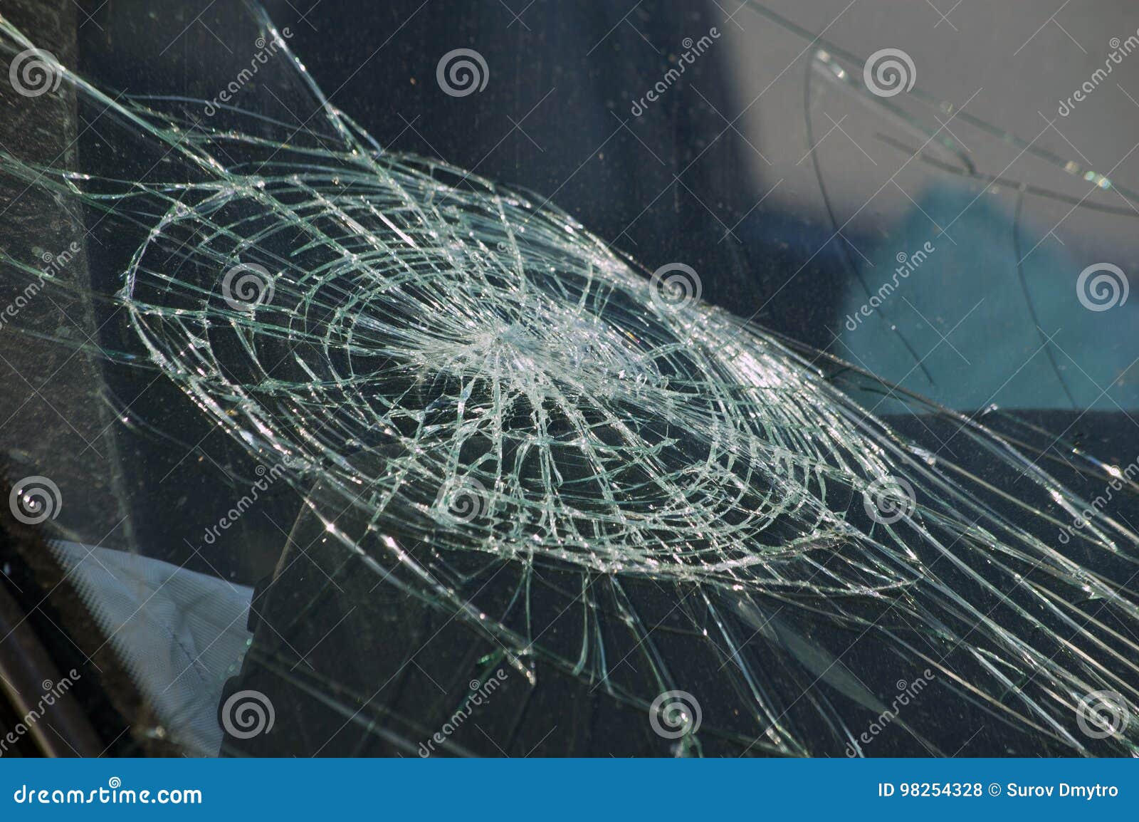 Crash Car Window on Accident Site Stock Photo - Image of bollard ...