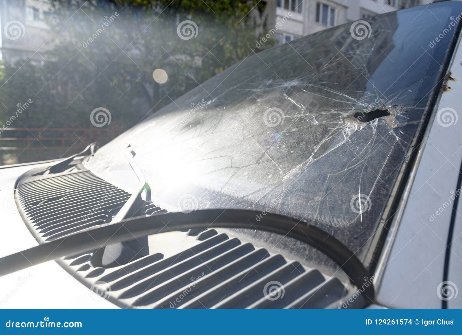 Crash when Colliding the Windshield of a Car Stock Photo - Image of ...