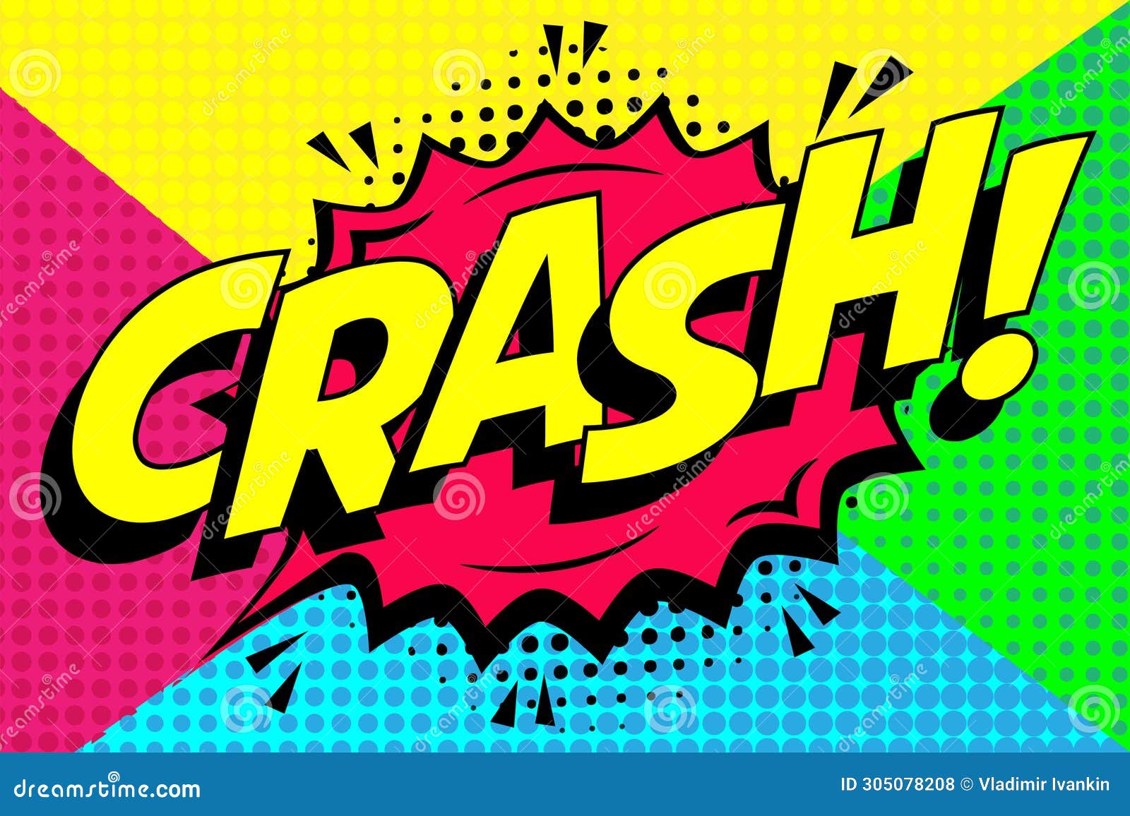 CRASH Comic Text with Sunburst Stock Illustration - Illustration of ...