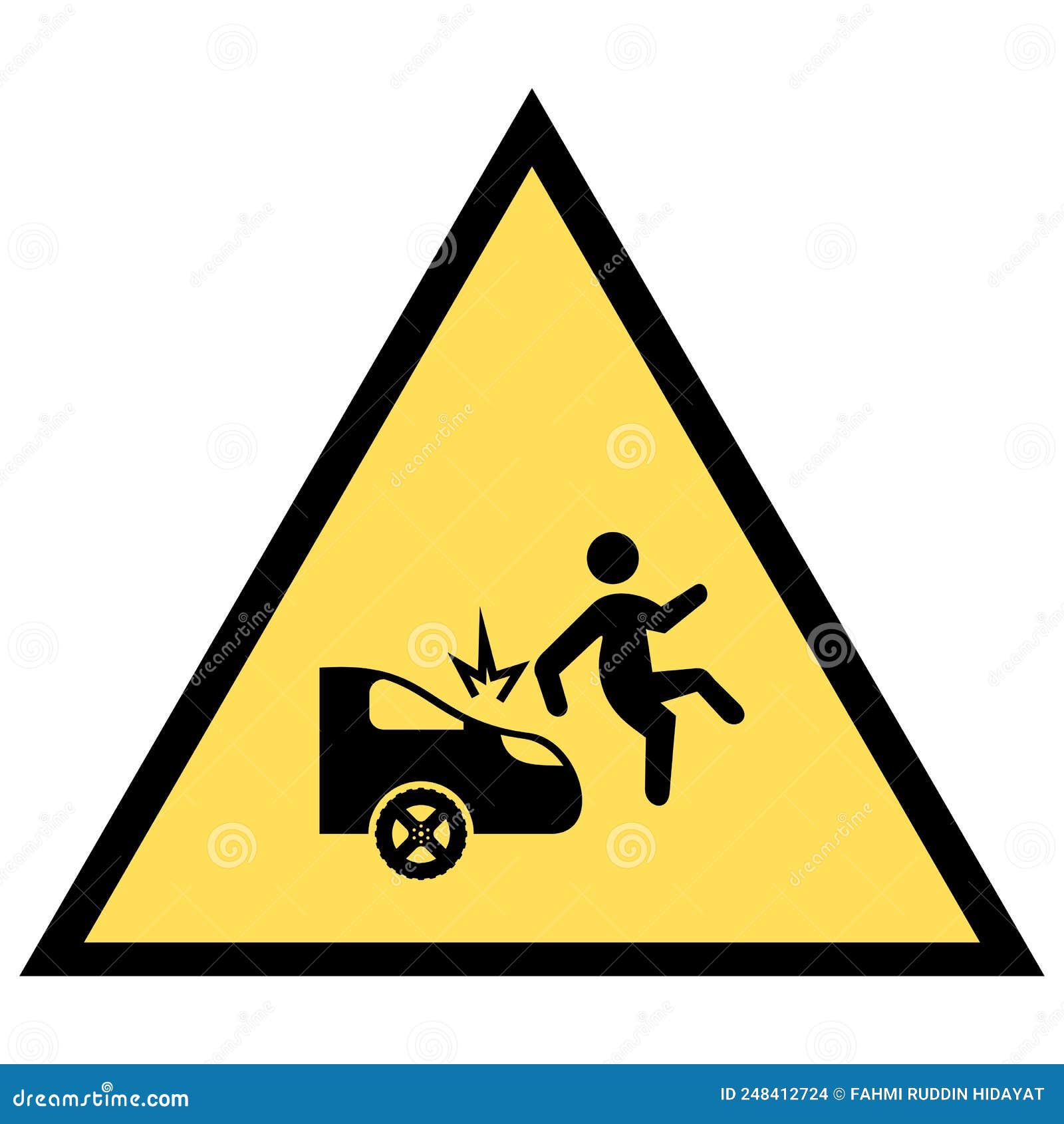 Crash Icon with Yellow Triangle Sign. Isolated on a White Background ...