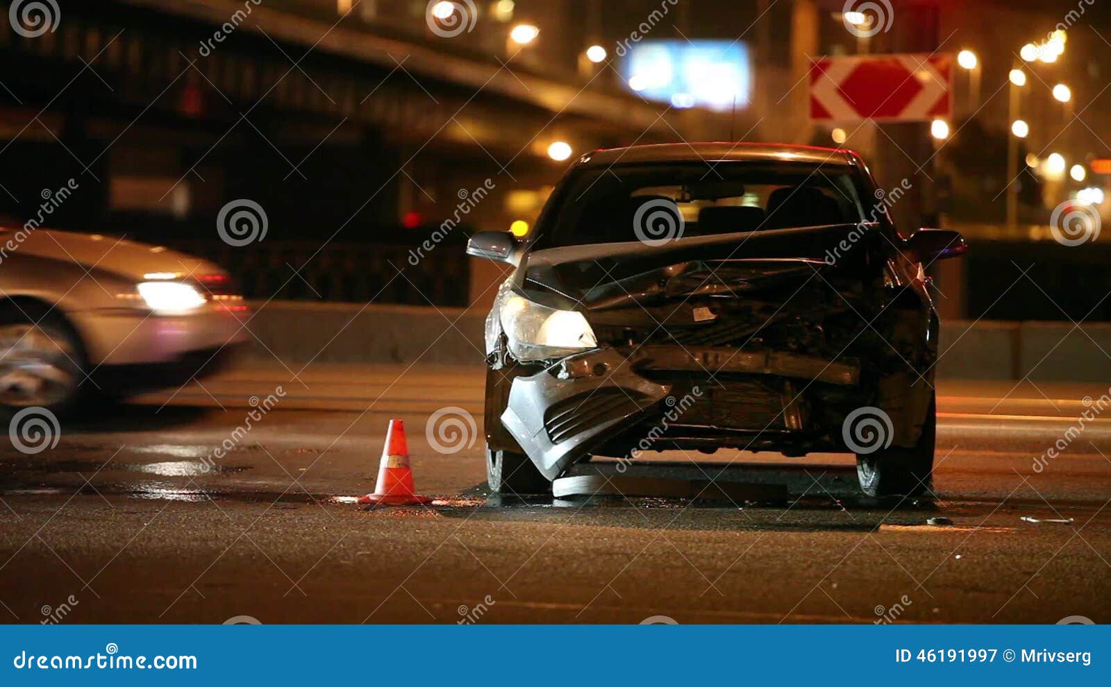 Crash at night road stock video. Video of accident, speed - 46191997