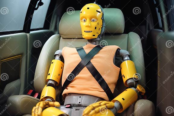 A Crash Test Dummy in a Car Stock Illustration - Illustration of airbag ...