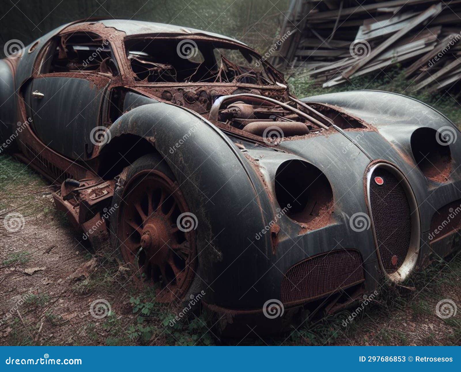 Crashed Abandoned Rusty Expensive Atmospheric Supercar Circulation ...