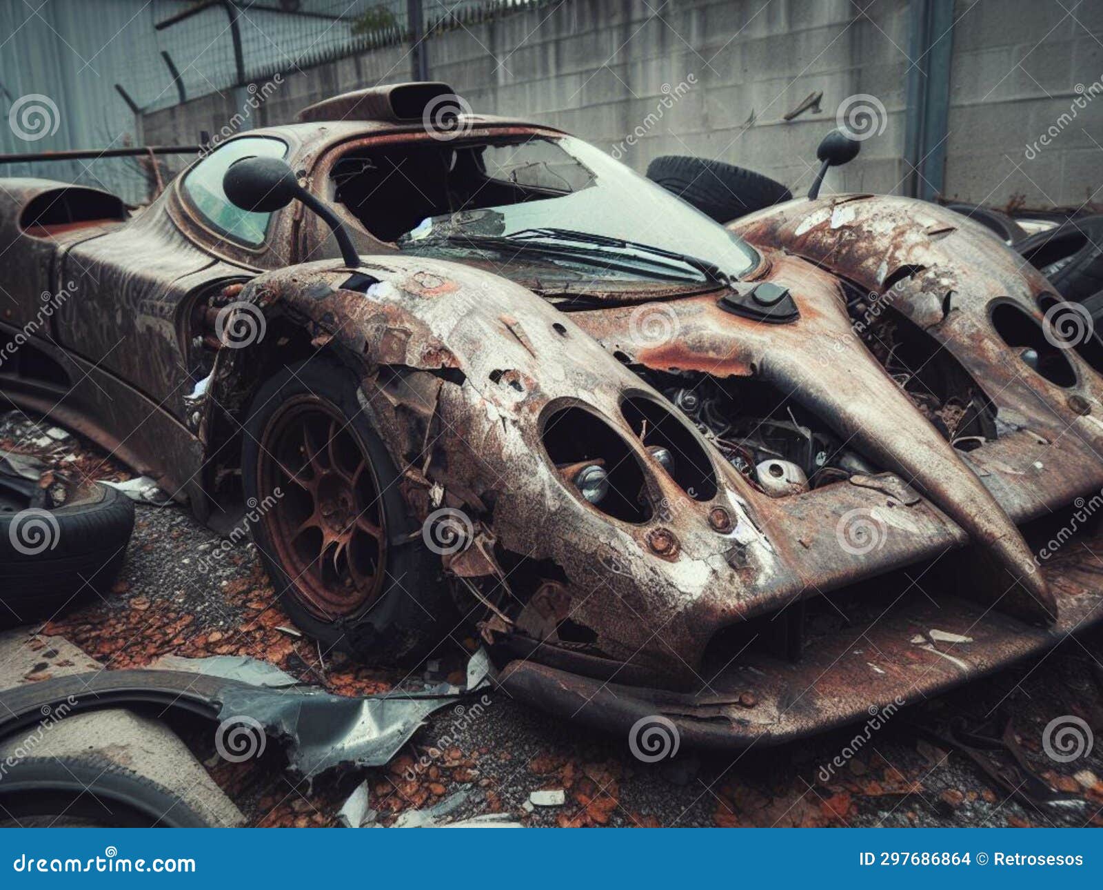 Crashed Abandoned Rusty Expensive Atmospheric Supercar Circulation ...