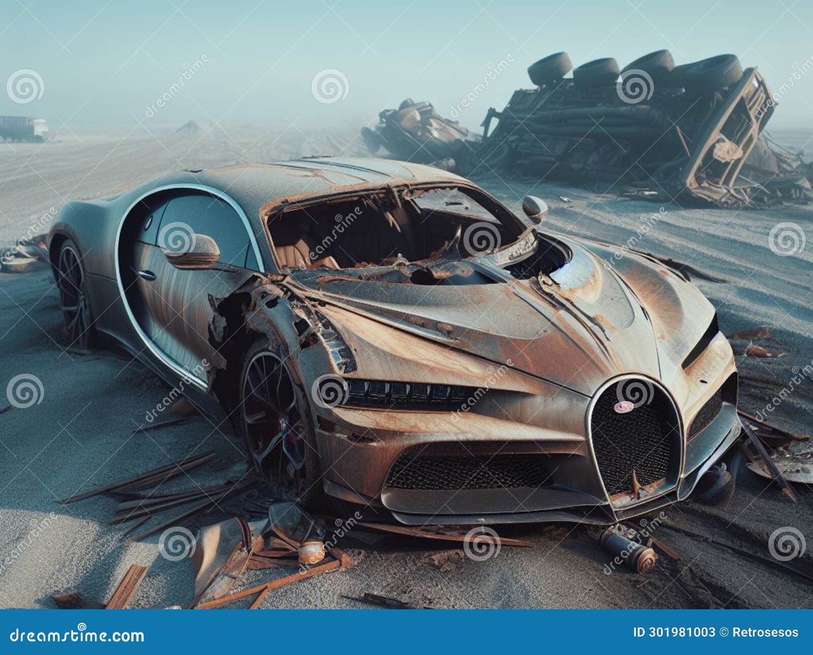 Crashed Abandoned Rusty Expensive Atmospheric Supercar Circulation ...