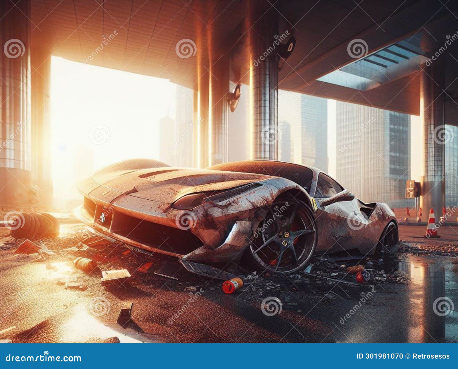 Crashed Abandoned Rusty Expensive Atmospheric Supercar Circulation ...