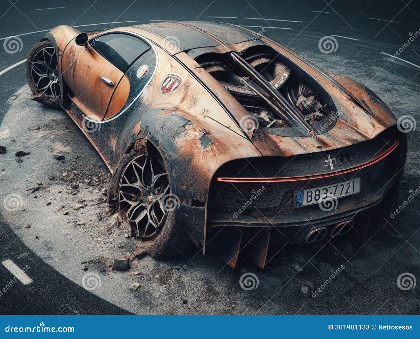 Crashed Abandoned Rusty Expensive Atmospheric Supercar Circulation ...